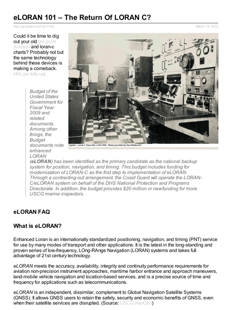 eLORAN 101 The Return of LORAN C | PDF | Global Positioning System ...