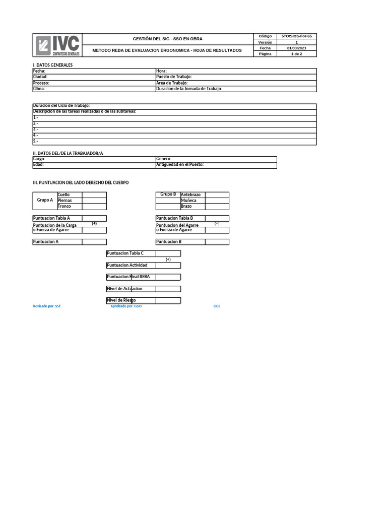 5TO-SIGS-For-55 Hoja de Resultados REBA | PDF