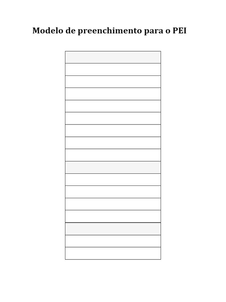 Modelo de Preenchimento para o PEI | PDF