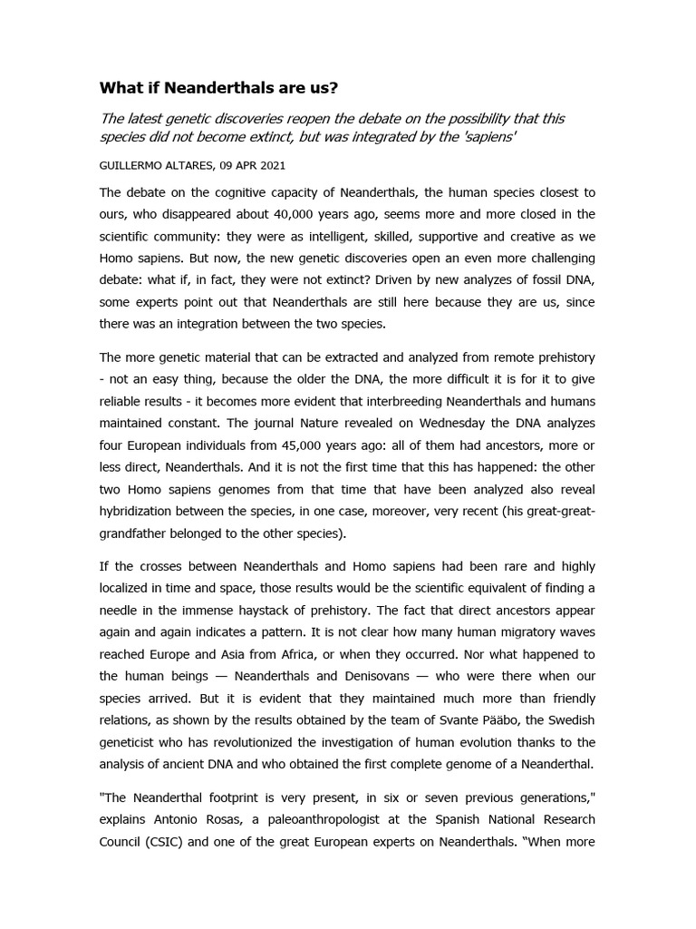 What If Neanderthals Are Us | PDF | Neanderthal | Human