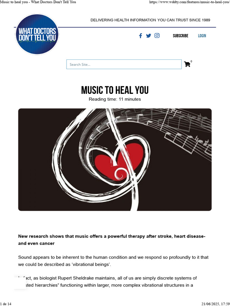 Music To Heal You - What Doctors Don't Tell You | PDF