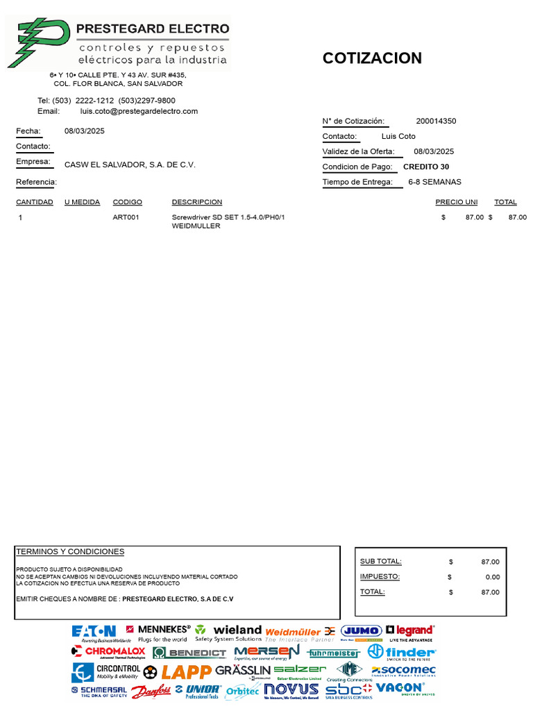Attachments Quotation 14350 | PDF
