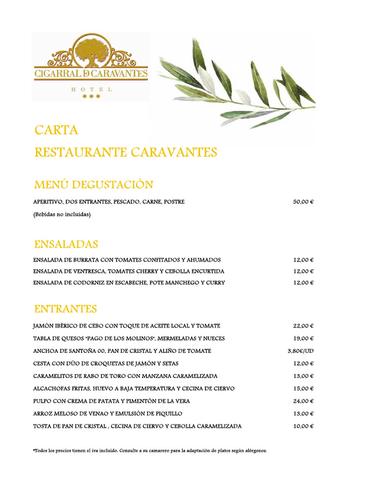 Menú Degustación Restaurante Caravantes | PDF | ensalada | Comida y bebida