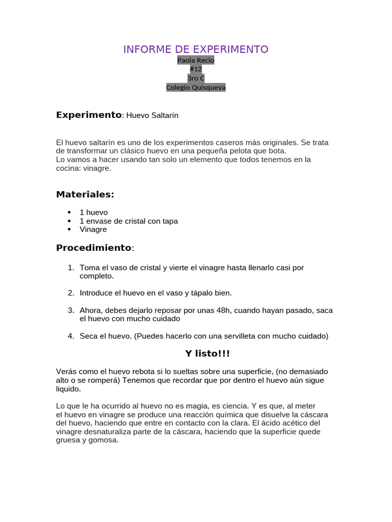 Informe de Experimento | PDF