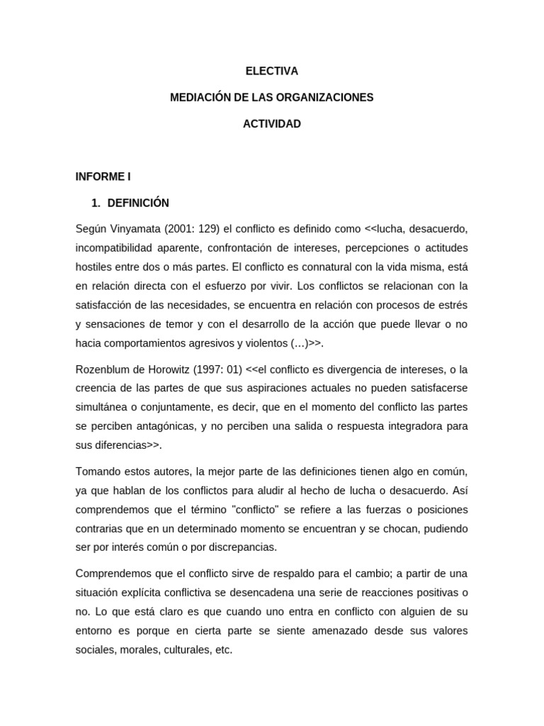 Informe Electiva | PDF | Conflicto (proceso) | Agresión