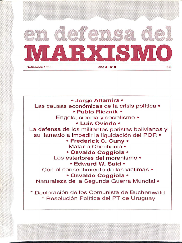 Revista en Defensa Del Marxismo Tomo 8 | PDF