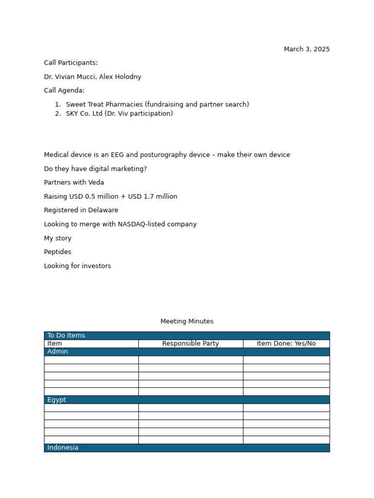 03 03 2025 Viv Alex Call MoM | PDF