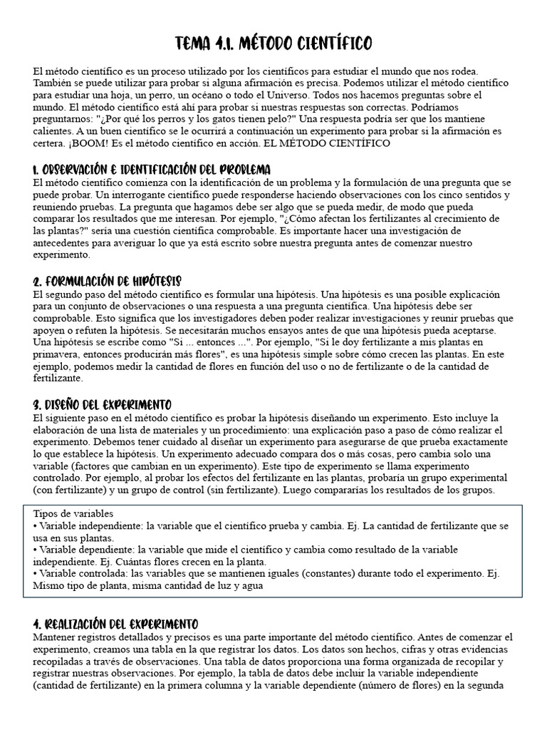 Tema 4 Imprimir | PDF | Experimentar | Hipótesis
