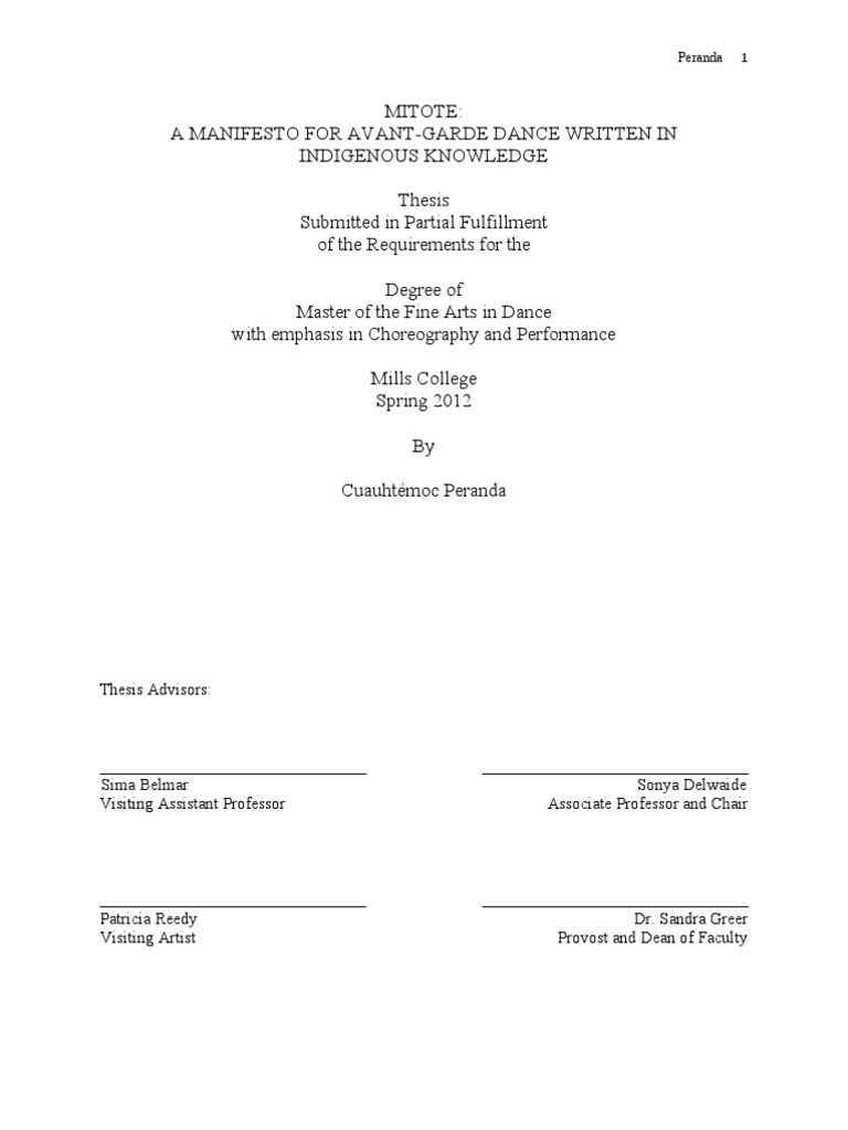 MITOTE: A Manifesto For Avant-Garde Dance Written in Indigenous ...