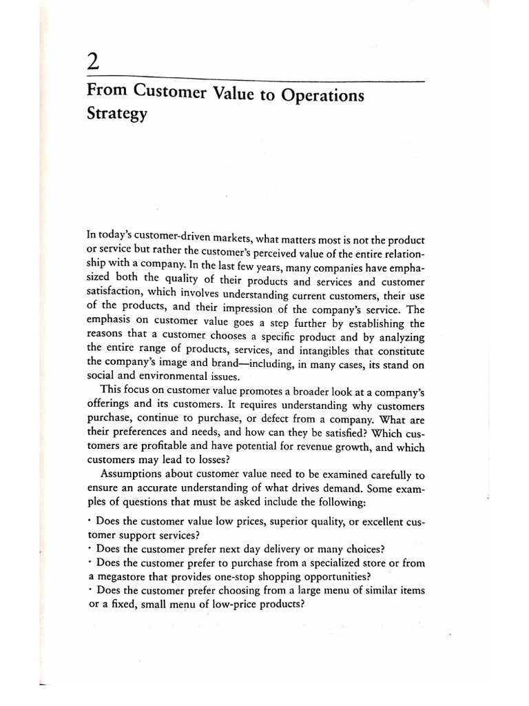 Luis Fernando Cuevas Cuauhtle - From Costumer Value To Operations Strategy - David Simchi-Levi | PDF