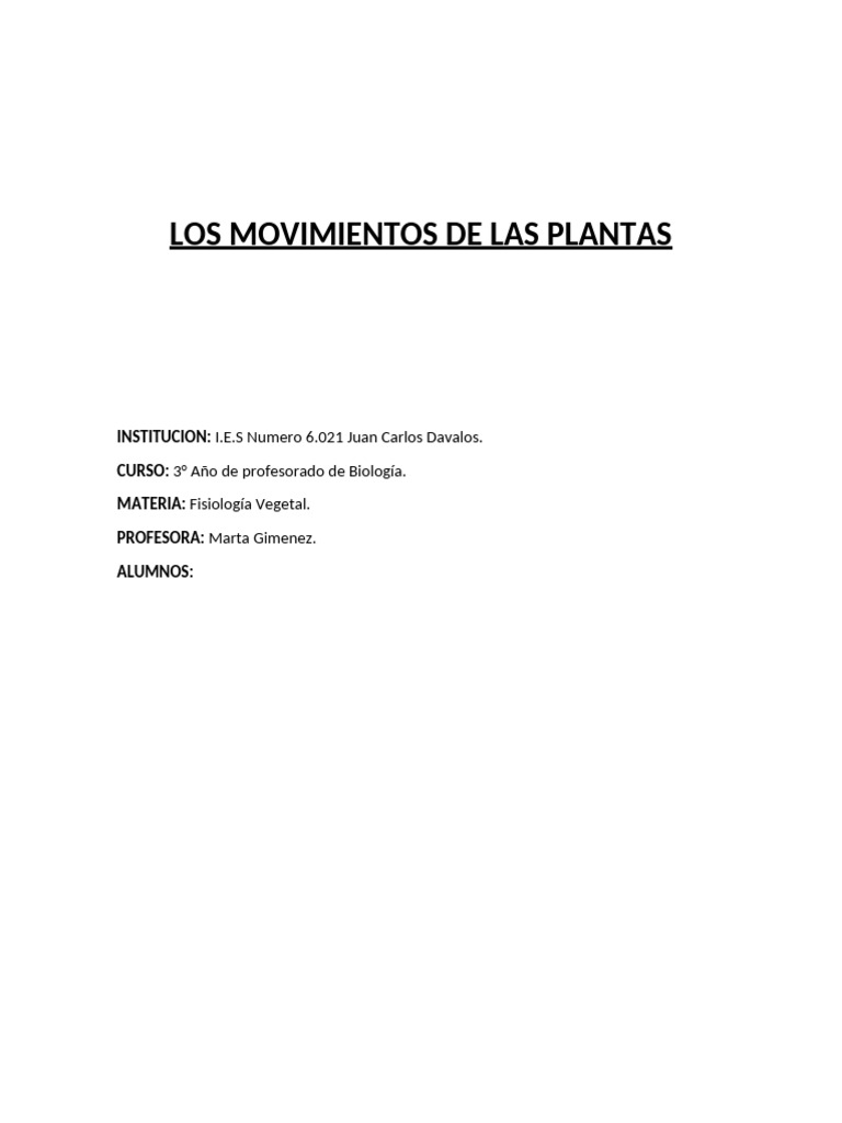 Movimientos de las Plantas: Tropismos y Nastias | PDF | Plantas | Ramas ...