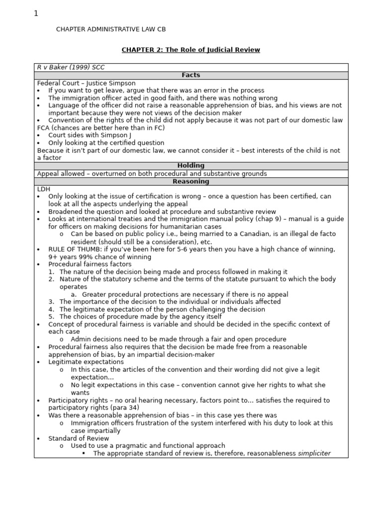 Admin Law Case Chart W 25 - No Case Facts | PDF | Common Law ...