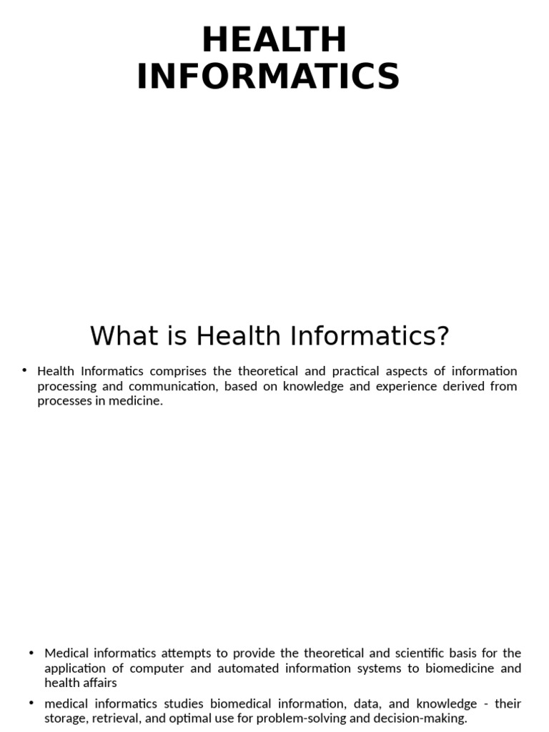 Overview of Health Informatics | PDF | Electronic Health Record ...