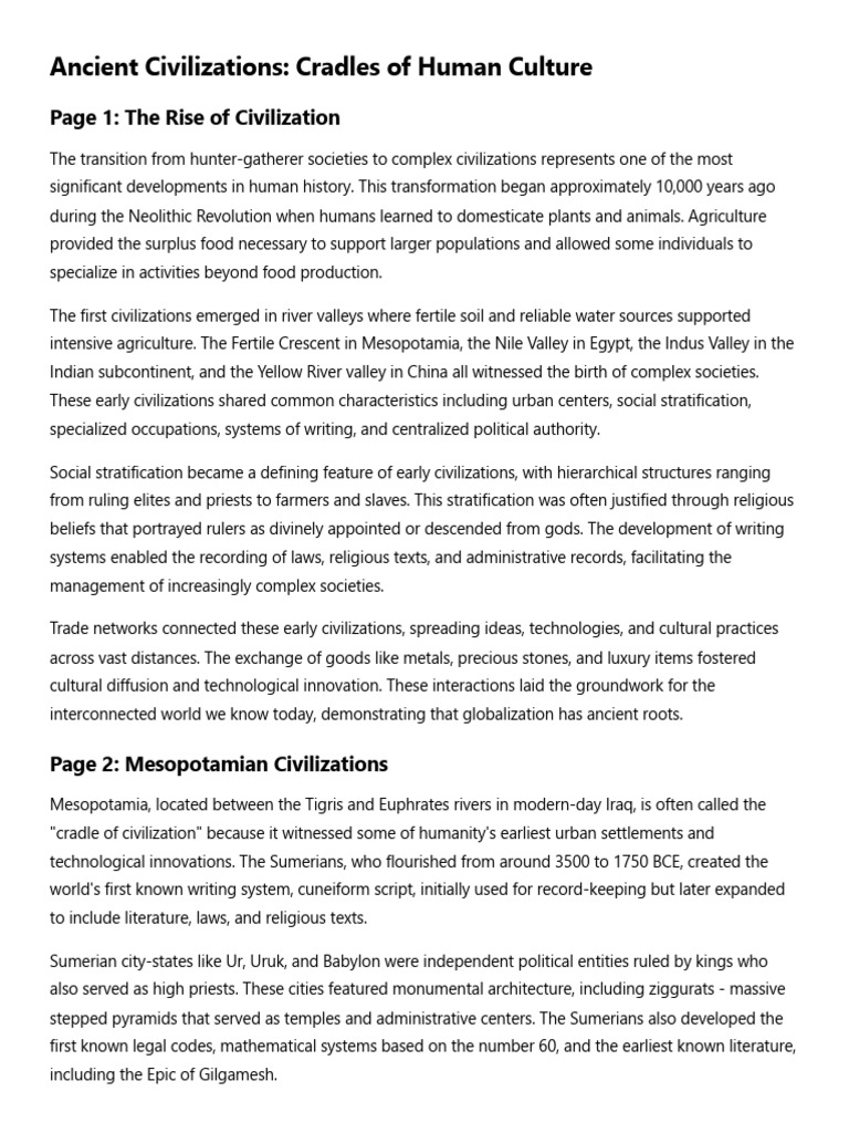 Ancient Civilizations - Cradles of Human Culture | PDF | Mesopotamia ...