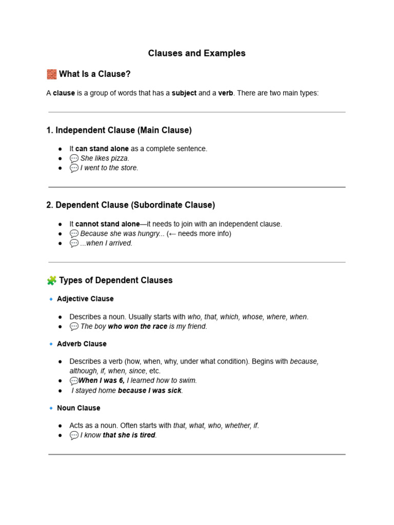 100 Clause Examples Explained | PDF