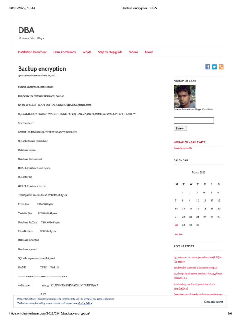 RMAN Backup Encryption | PDF