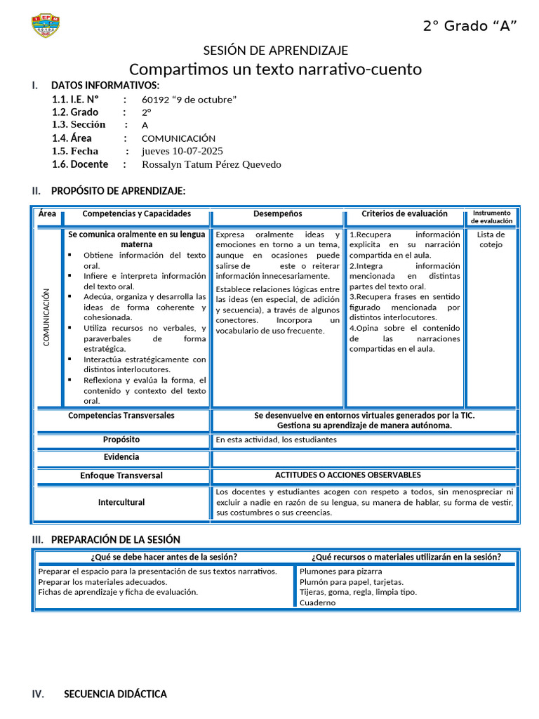 Ejercicios de Narrativa para Primaria | PDF | Aprendizaje