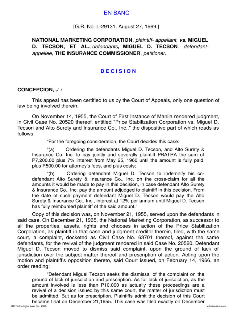 National Mktg. Corp. v. Tecson | PDF | Statute Of Limitations | Complaint