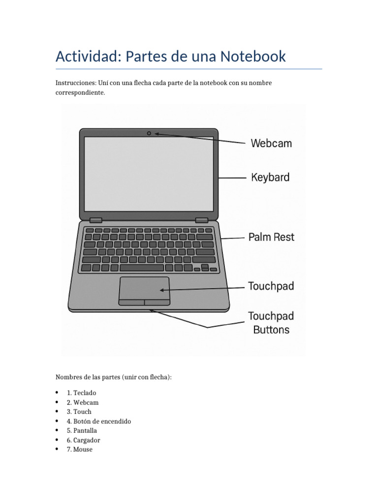 Actividad Partes Notebook | PDF