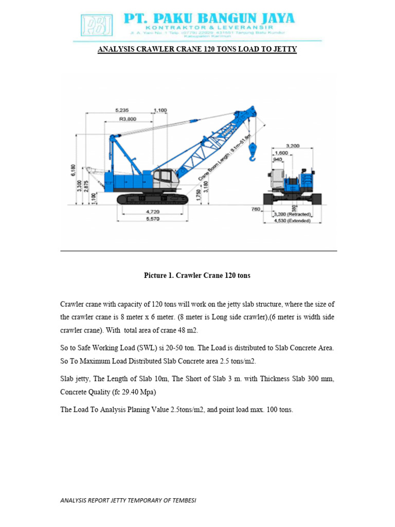 Simulasi Pembebanan Craler Crane 120 Tons Pada Slab Jetty Temporary | PDF