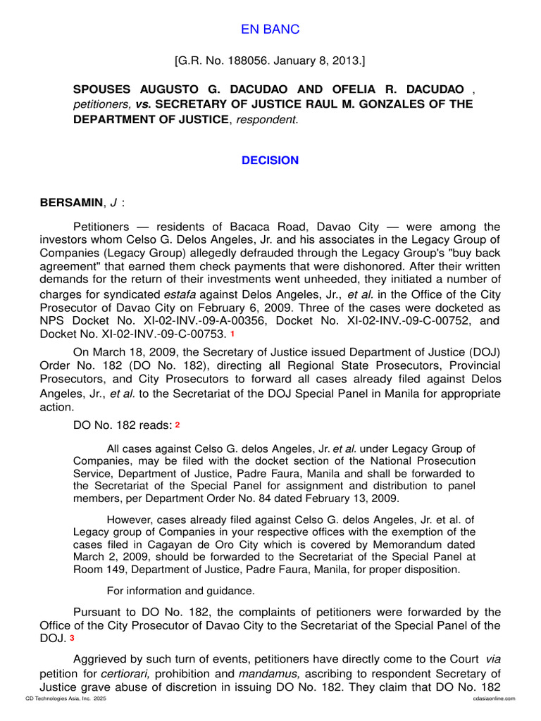 Spouses Dacudao v. Gonzales | PDF | Mandamus | Appeal