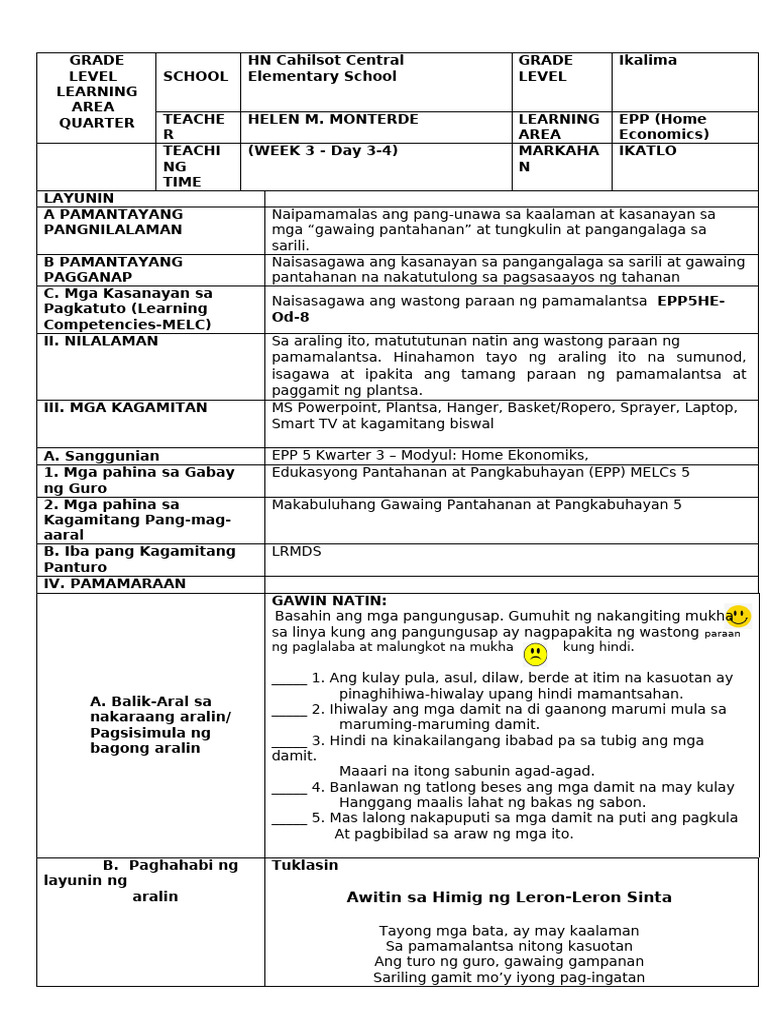 3rd Cot DLP Epp Home Economics 2024 | PDF