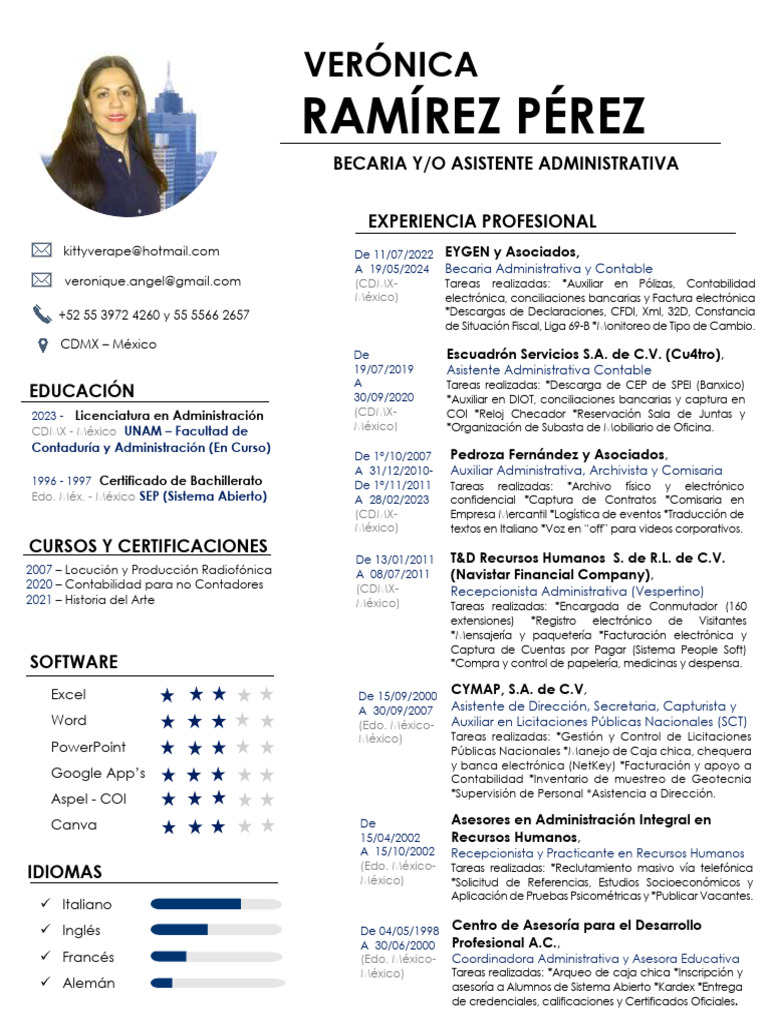 CV Veronica Ramirez Perez | PDF | Servicios financieros | Contabilidad