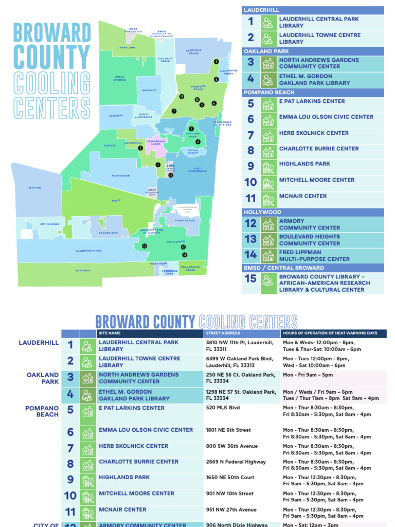 Broward County Cooling Centers Map | PDF | Florida