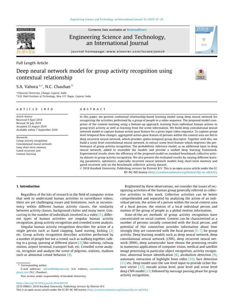 Deep Neural Network Model For Group Activity Recognition Using ...