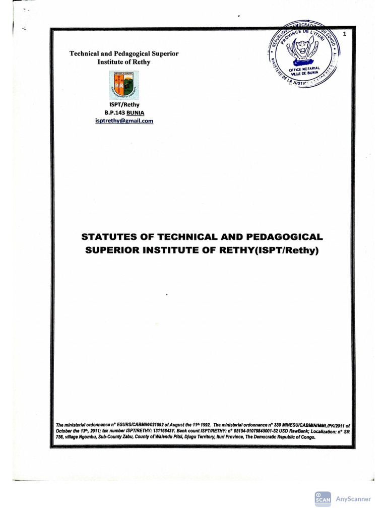 Statuts ISPT RETHY Notarié Version Anglaise | PDF