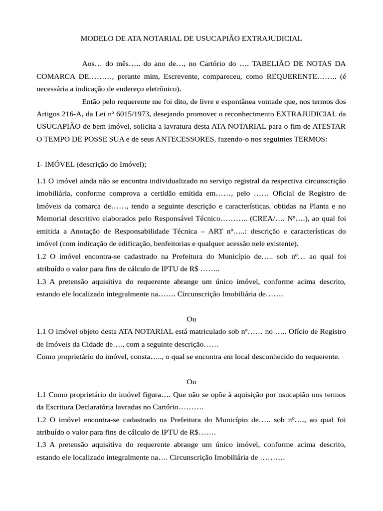 Ata Notarial Comprovando A Posse | PDF | Usucapião | Propriedade privada
