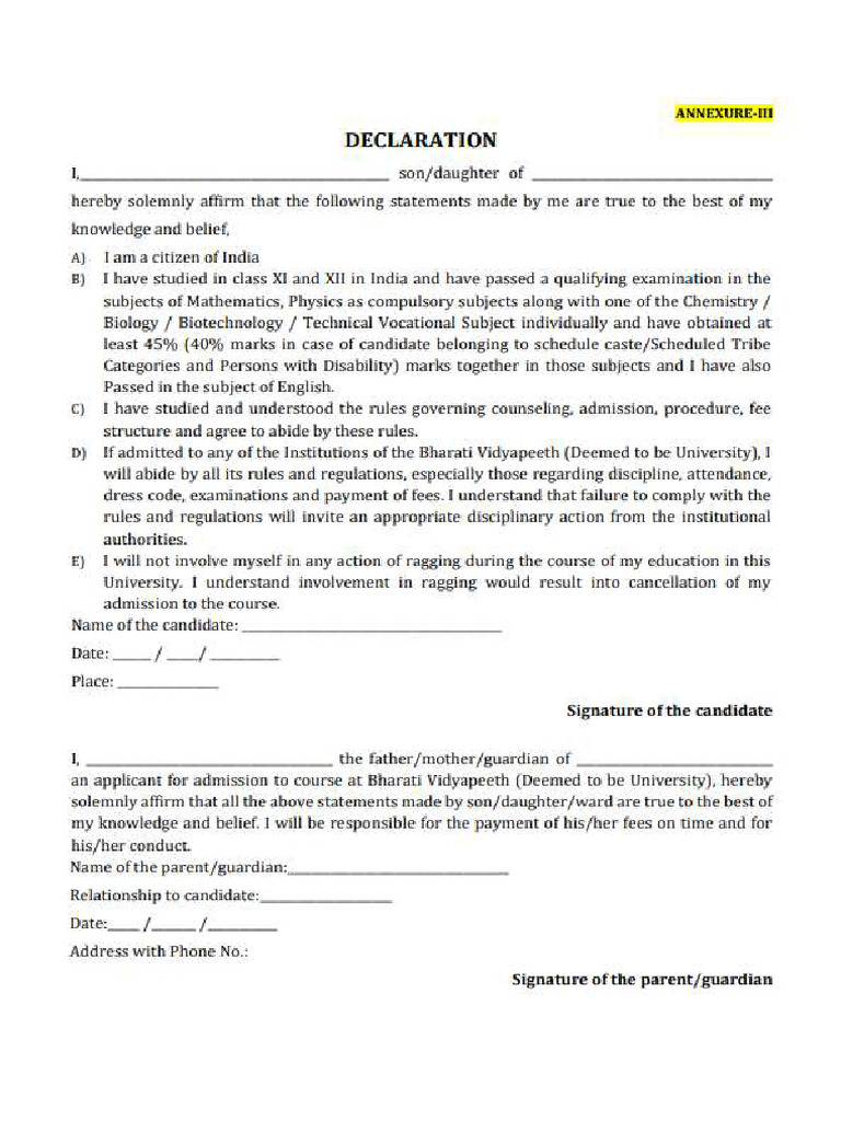 Form Annexure 3 | PDF