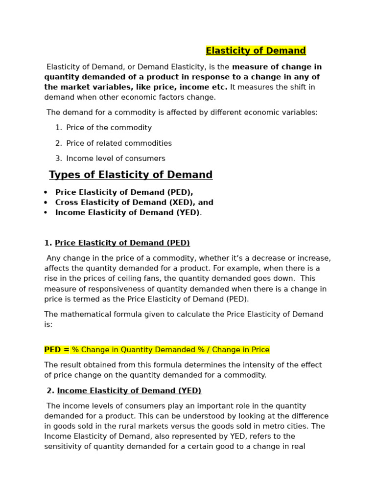 Elasticity of Demand and Its Types | PDF | Demand | Elasticity (Economics)