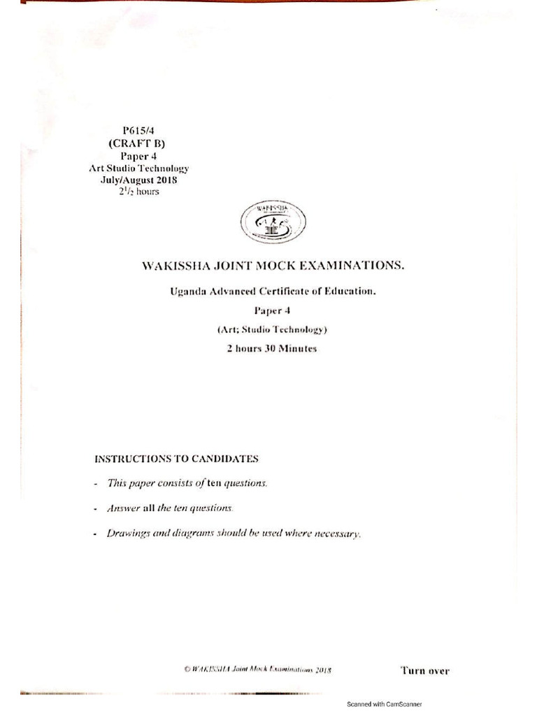 Uace Fine Art Paper 4 Wakissha 2018 | PDF