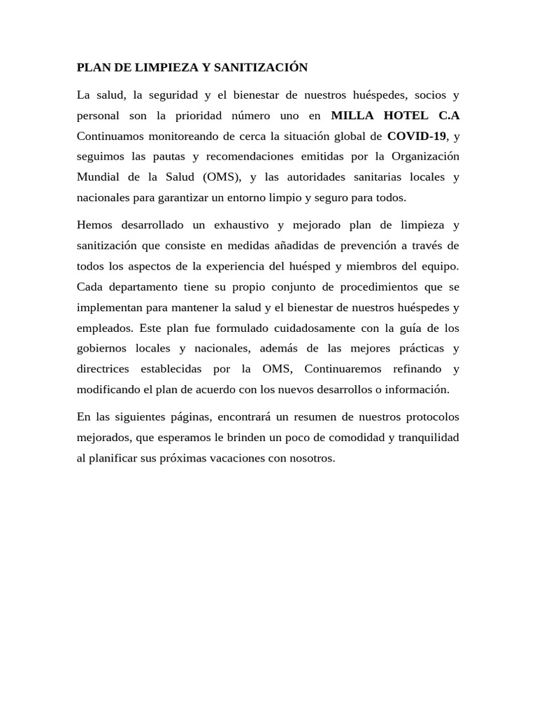 Plan Mejorado de Limpieza y Sanitización | PDF | Lavado de manos | Influenza