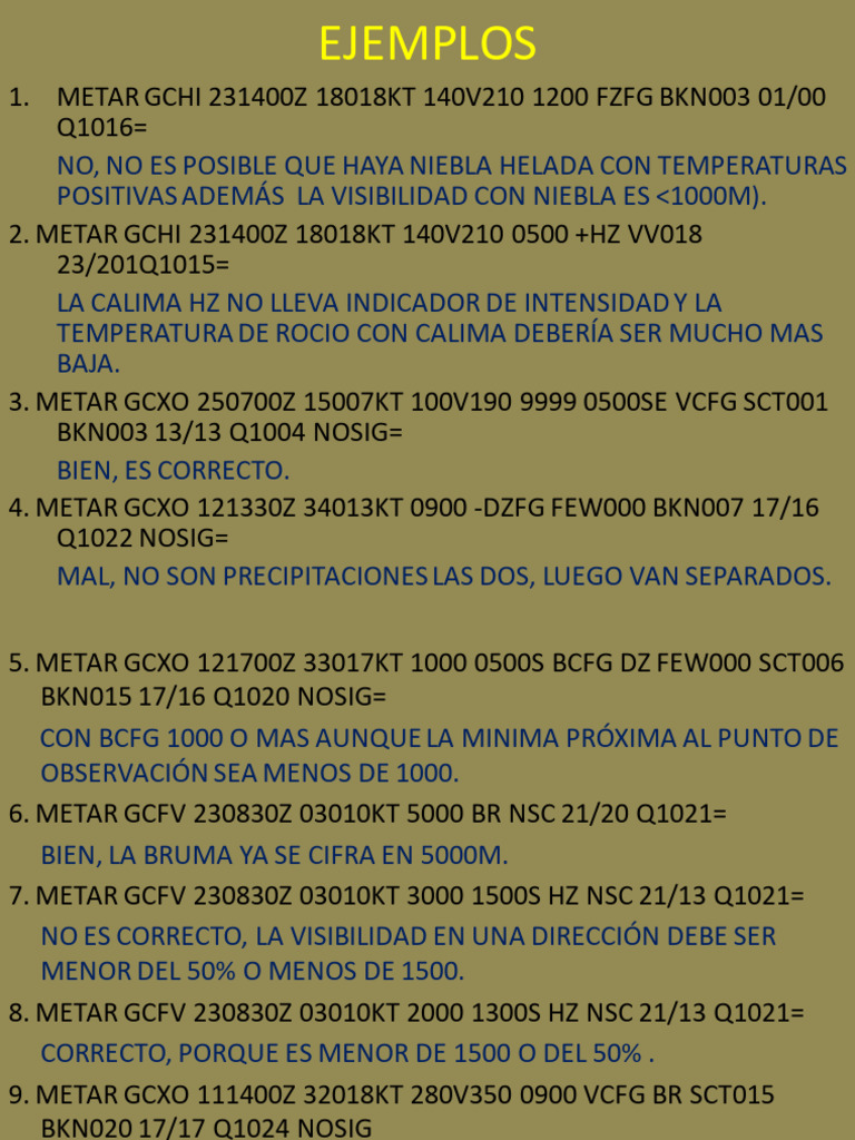 Análisis de METAR y SPECI: Errores y Correcciones | PDF | Niebla ...