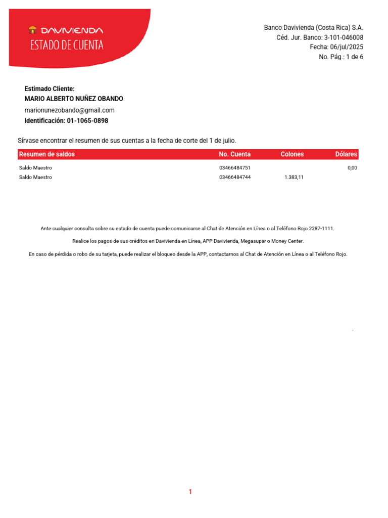 Cuenta Planilla 40757253 2025 07 01 | PDF | Interés | Finanzas personales