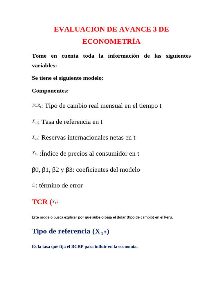 Evaluacion de Avance 3 de Econometrìa (B) | PDF