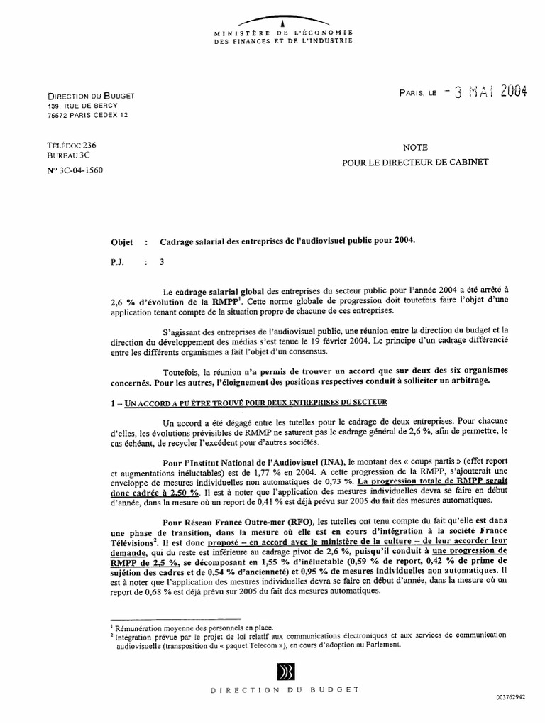 Note Cadrage 2004 | PDF