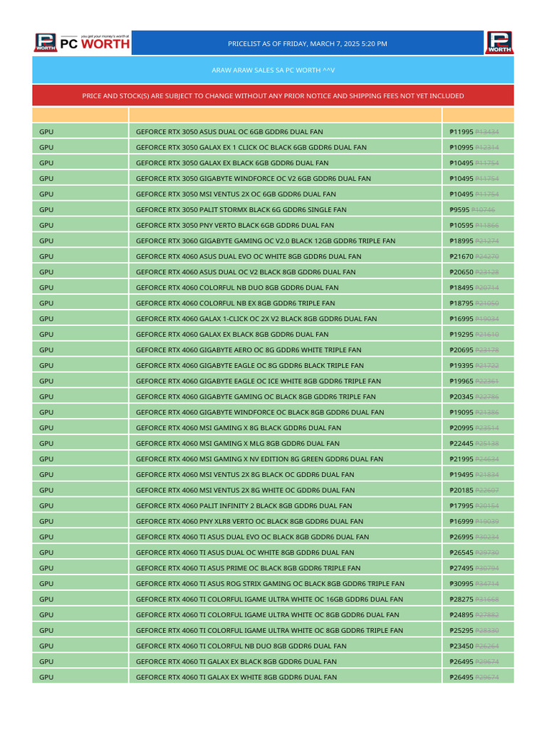 PCworth Product Pricelist | PDF | Computer Architecture | Computer Hardware