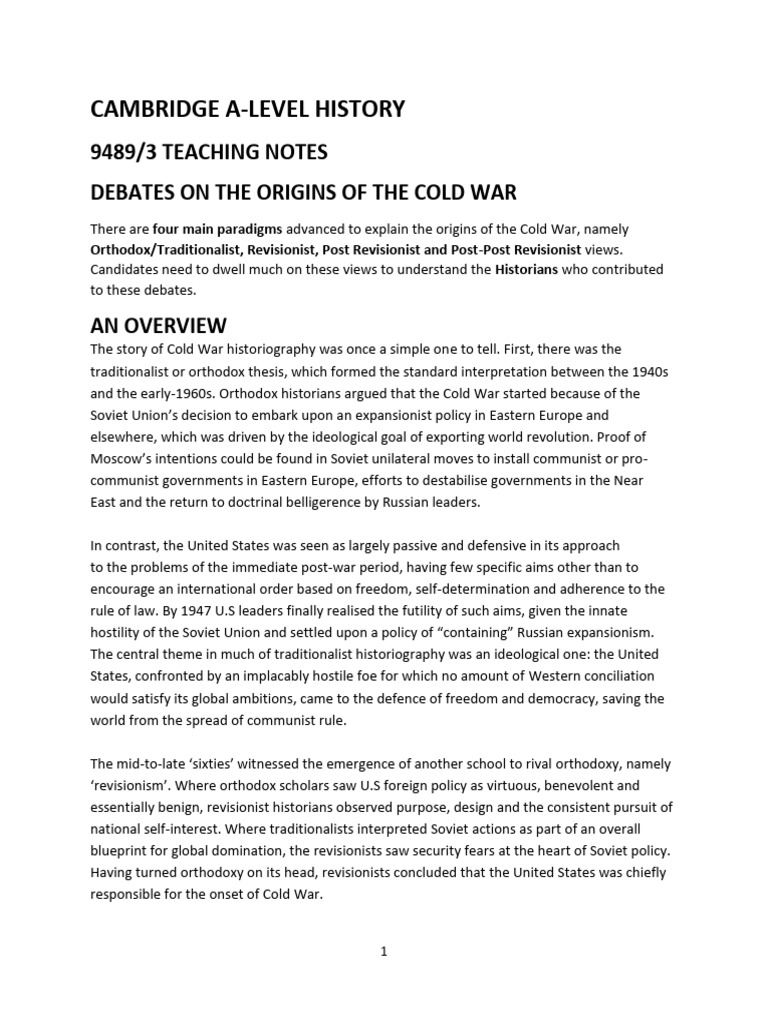 A-Level-Cold War Debates | PDF | Cold War | Joseph Stalin
