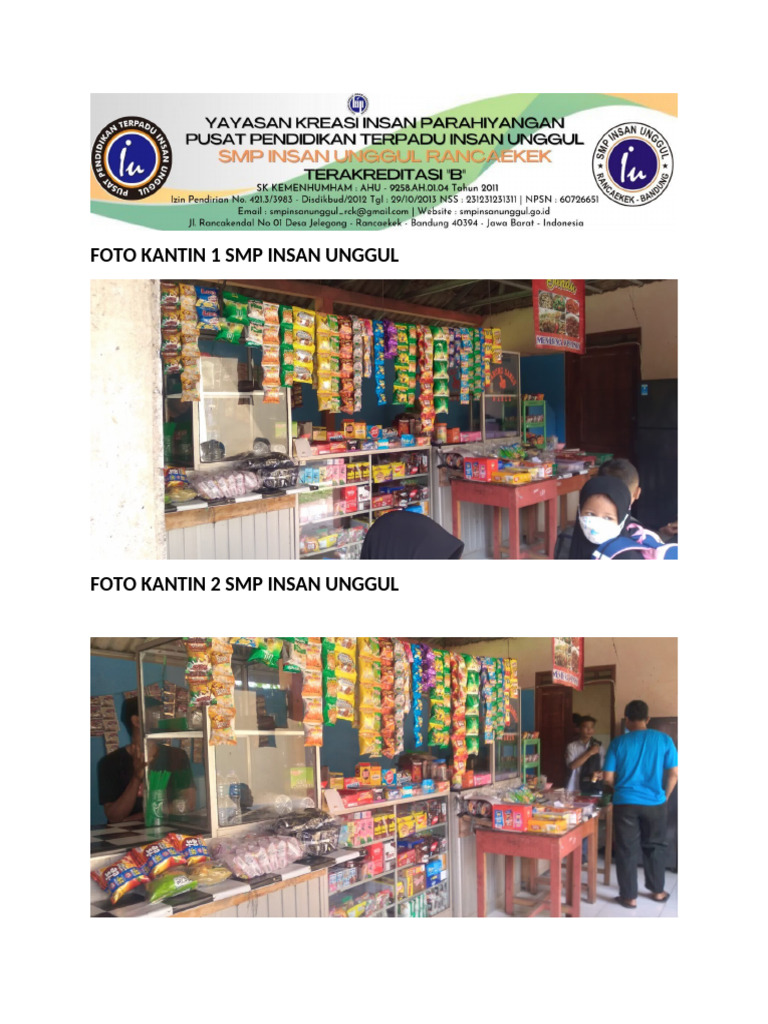 Foto Kantin 1 SMP Insan Unggul | PDF