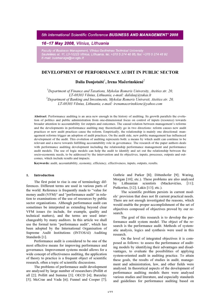 Developing Effective Performance Audit Models in the Public Sector ...