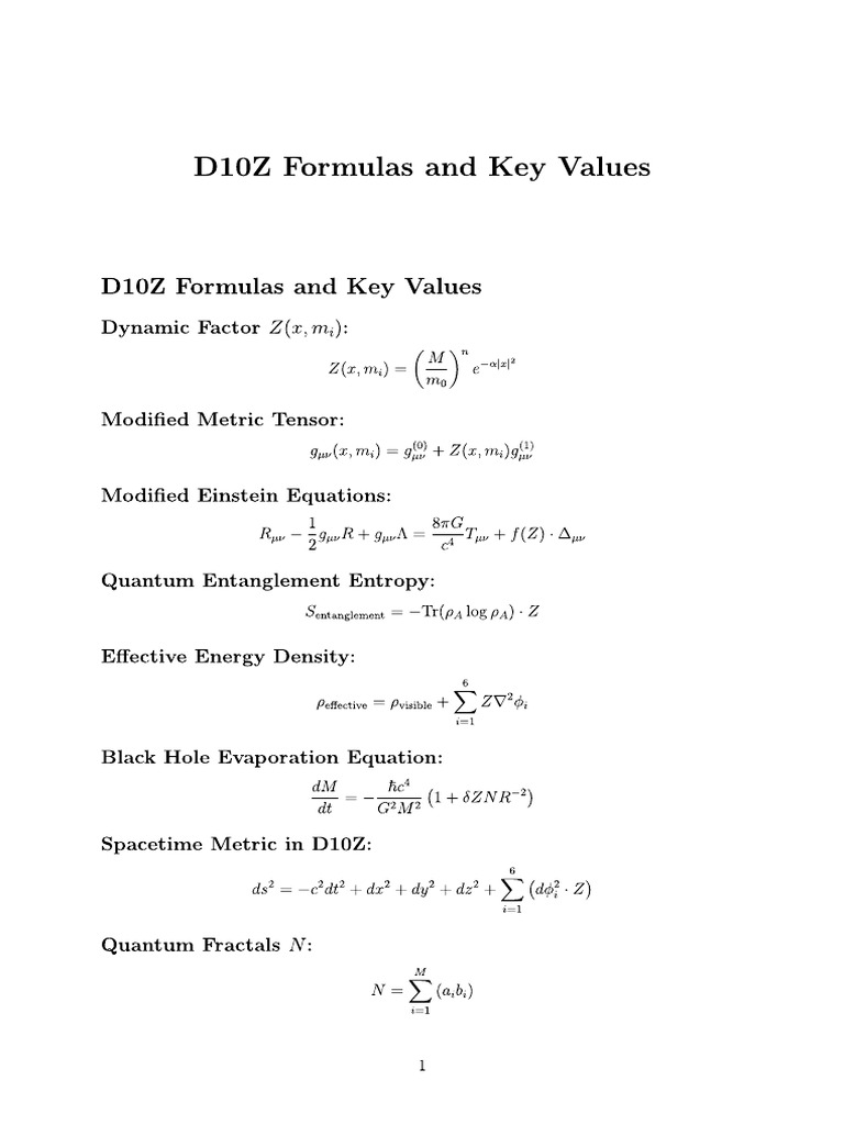 Formulas and Key Values | PDF