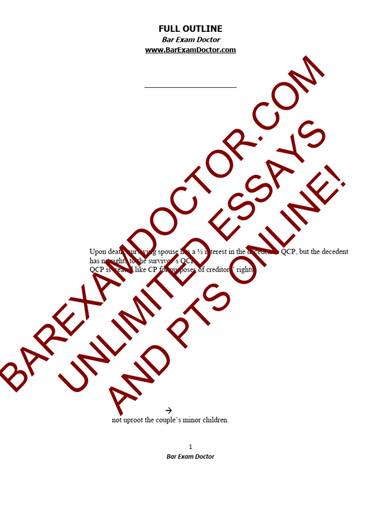 Community Property Outline | PDF | Will And Testament | Finance & Money ...