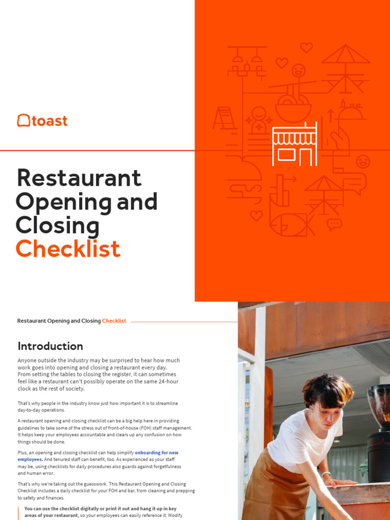 Restaurant Opening & Closing Checklist | PDF | Menu | Point Of Sale