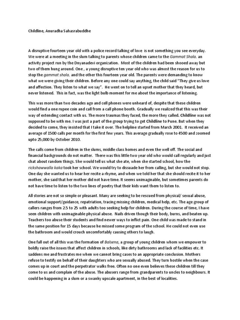 Childline | PDF | Child Abuse | Abusive Behaviour