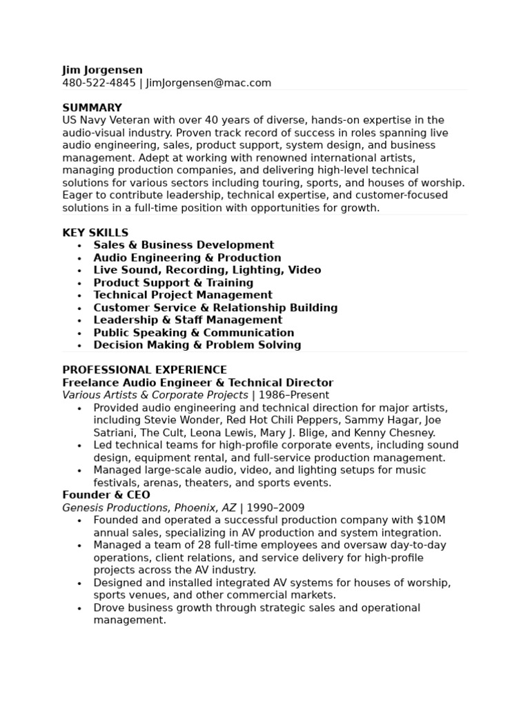 Jim Jorgensen 2024 Updated Resume | PDF | Business
