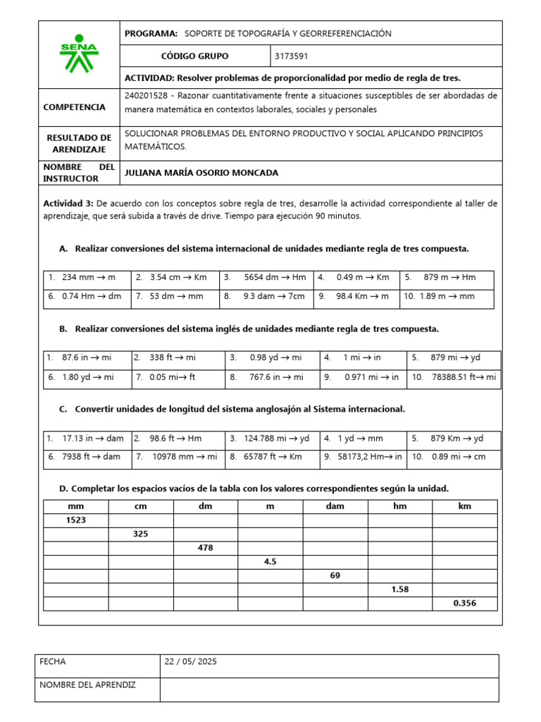 Ejercicios de Regla de Tres y Conversiones | PDF | Matemáticas