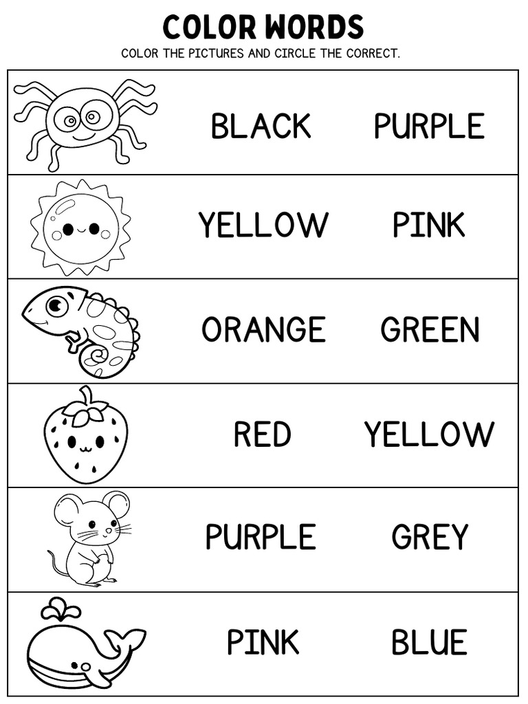 Colors Worksheet in Colorful Illustrative Style | PDF